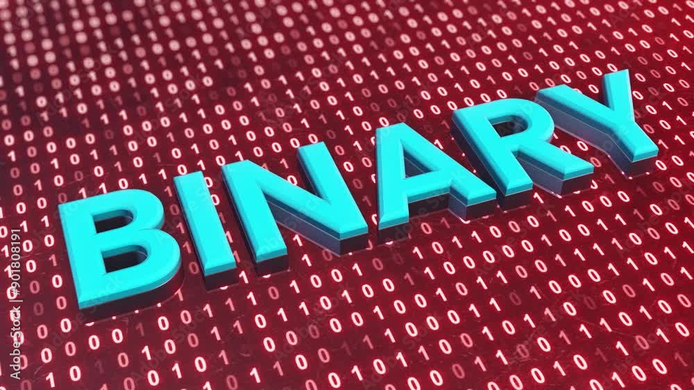 3D Binary Extruded Text on a Glowing Background. Binary Code Background ...