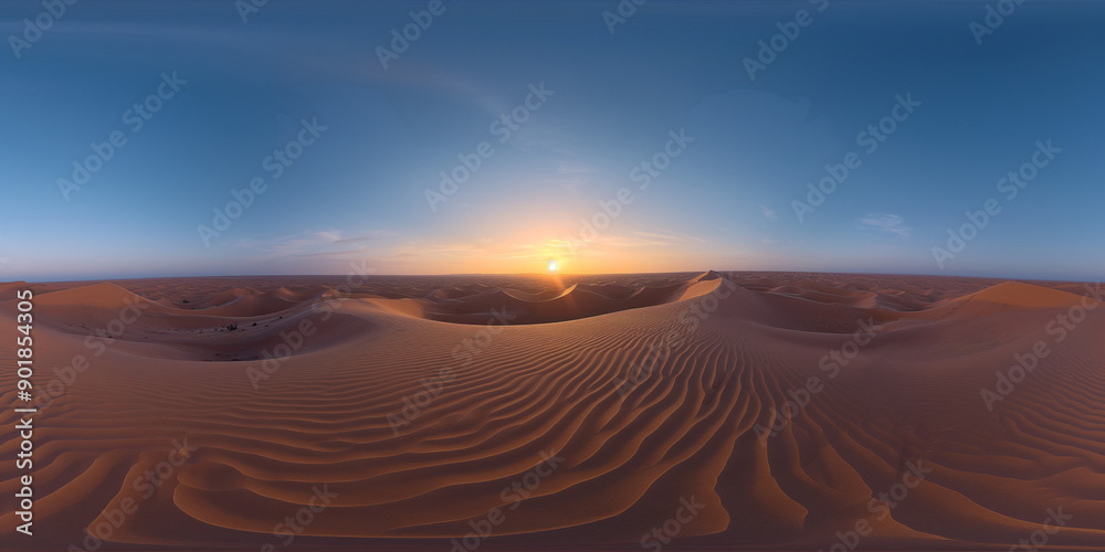 Tranquil Sahara Dunes at Dawn in HDRI Equirectangular with Perfectly ...