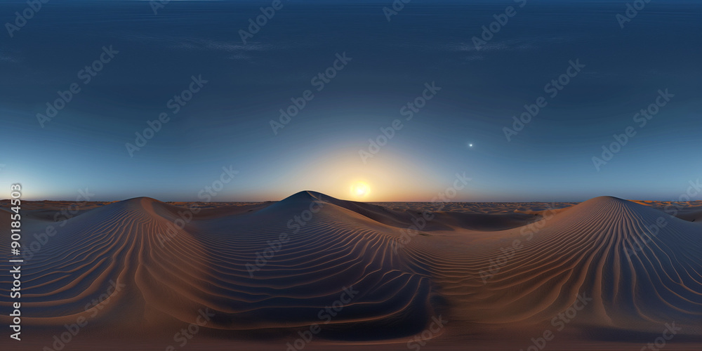 Sahara Dunes at Dawn: Perfectly Aligned HDRI Equirectangular Photo with ...