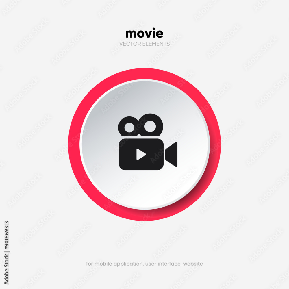 3d movie, film, movies, play button icon. Video play symbol. Start sign ...