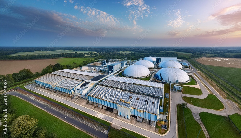 Aerial top view photo from flying drone of Power plant Municipal Solid ...