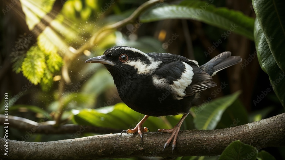 The tender moment of a abbott's babbler bird captured with intricate ...
