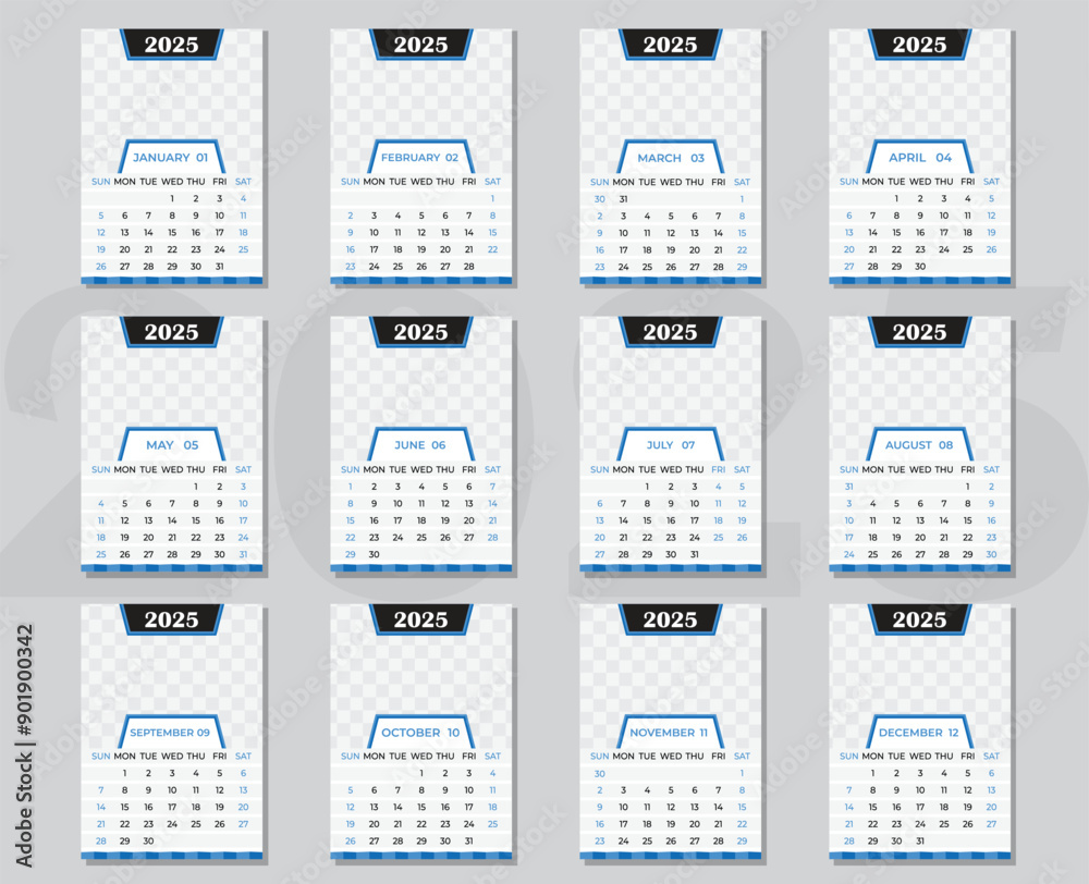 Wall Calendar Template Layout 2025. Nature Wall Calendar 2025 Layout ...