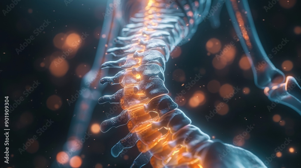 X-ray of human spine, isolated 3D hologram. Stock Photo | Adobe Stock