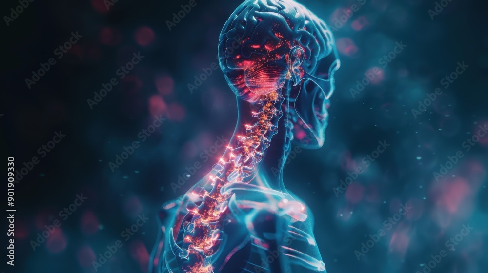 X-ray of human spine, isolated 3D hologram. Stock Photo | Adobe Stock