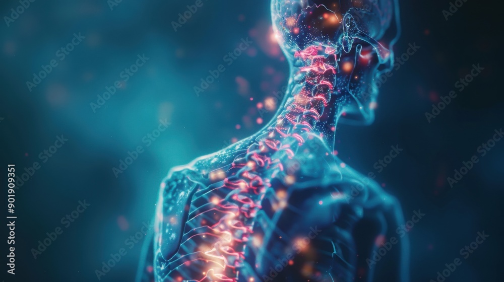 X-ray of human spine, isolated 3D hologram. Stock Photo | Adobe Stock