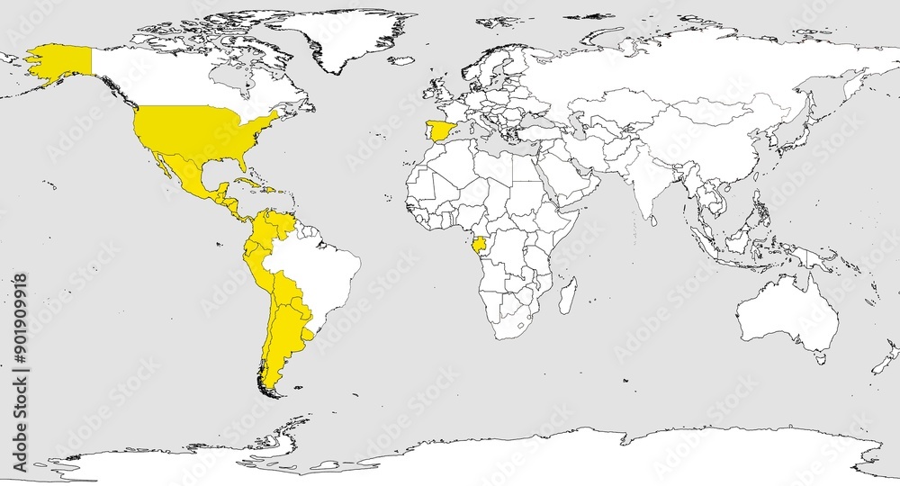 World map with spanish speaking countries Stock Illustration | Adobe Stock