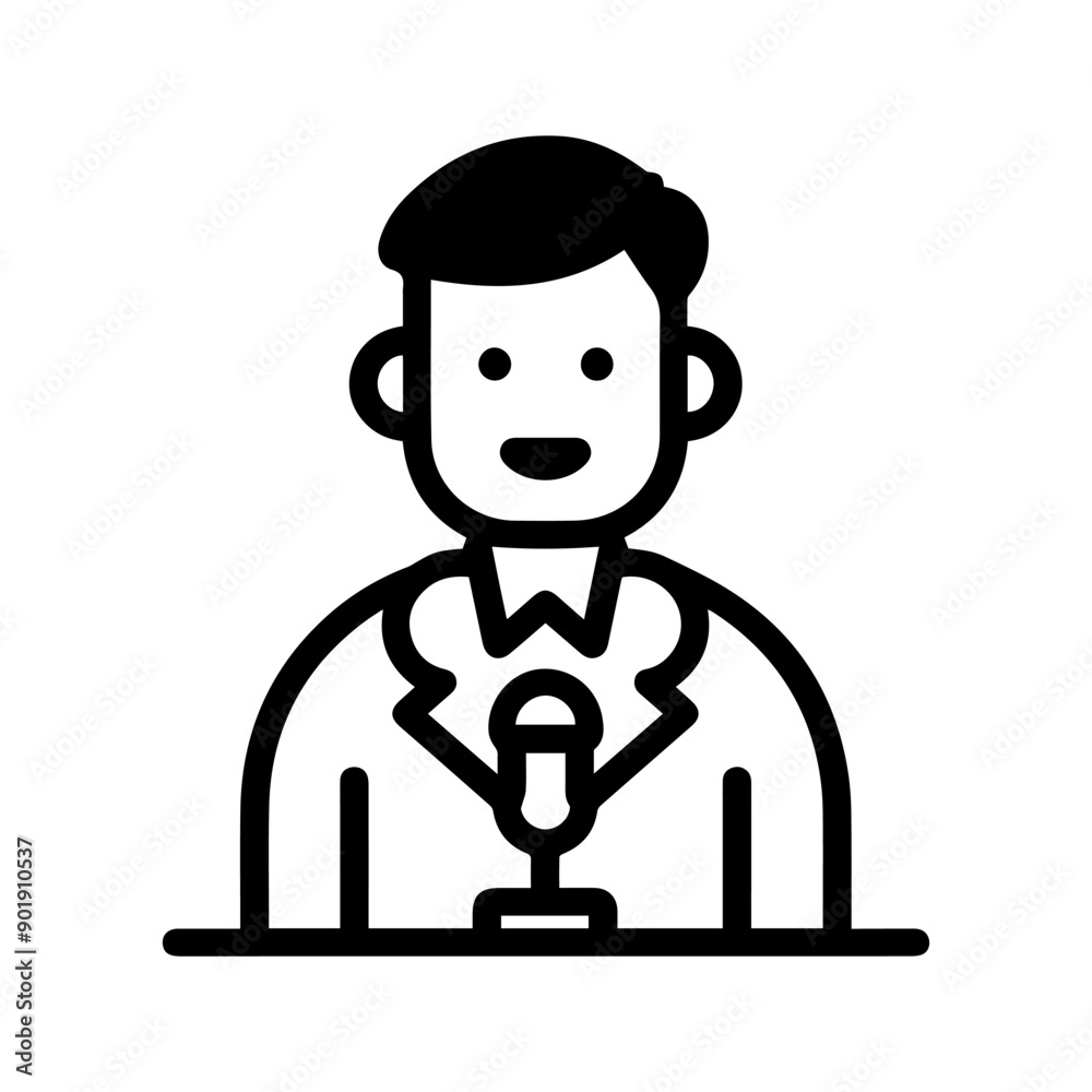 Reporter icon or modern line symbol. Vector line art and icon design ...