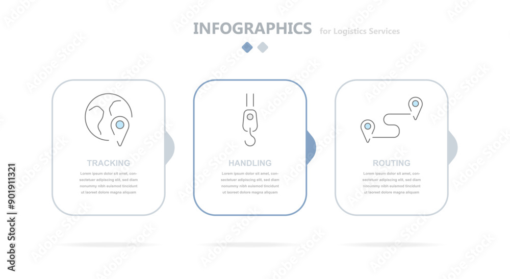 Logistic modern color rectangular infographics reflecting logistics ...