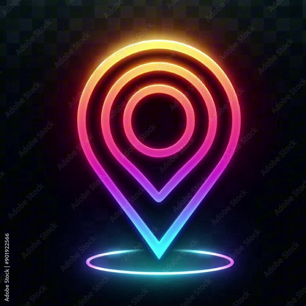 stylized, colored gradient icon with location image, with various ...