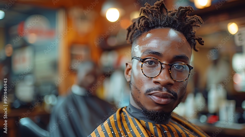 Hairstylist using clippers to give a stylish haircut to a male client ...