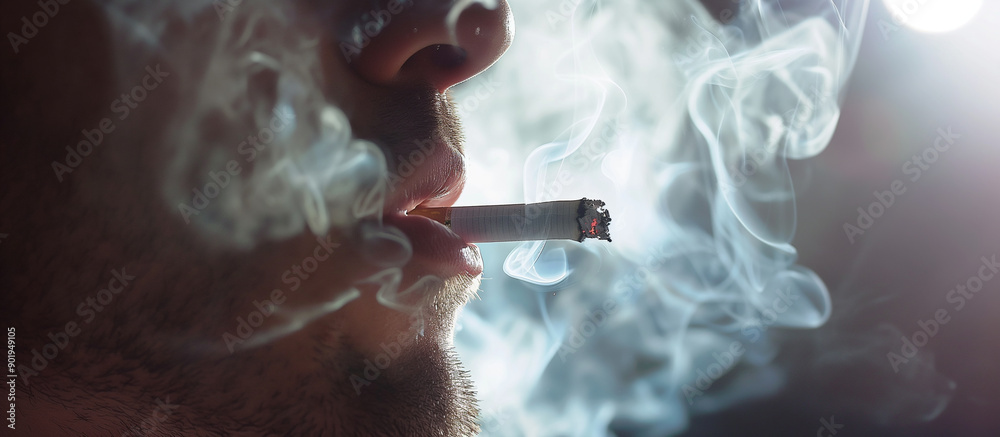 Closeup of a man smoking a cigarette tobacco addiction, Breaking Free ...