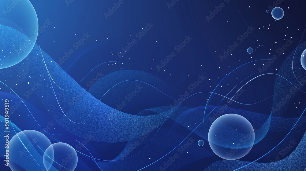 Abstract Digital Blue Wave Design with Bubble Elements for Futuristic ...