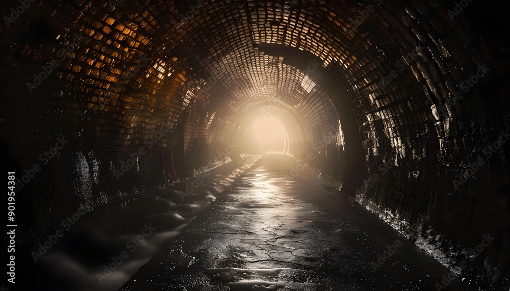 bricked tunnel with light at the end, symbolizes hope, end of journey ...