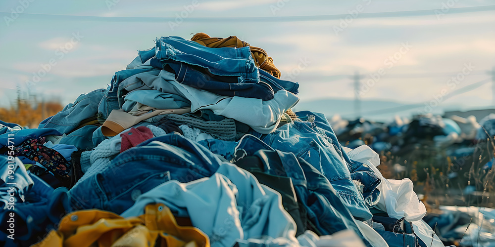 abandoned clothing pile, environmental impact, fast fashion waste, textile pollution, landfill ...