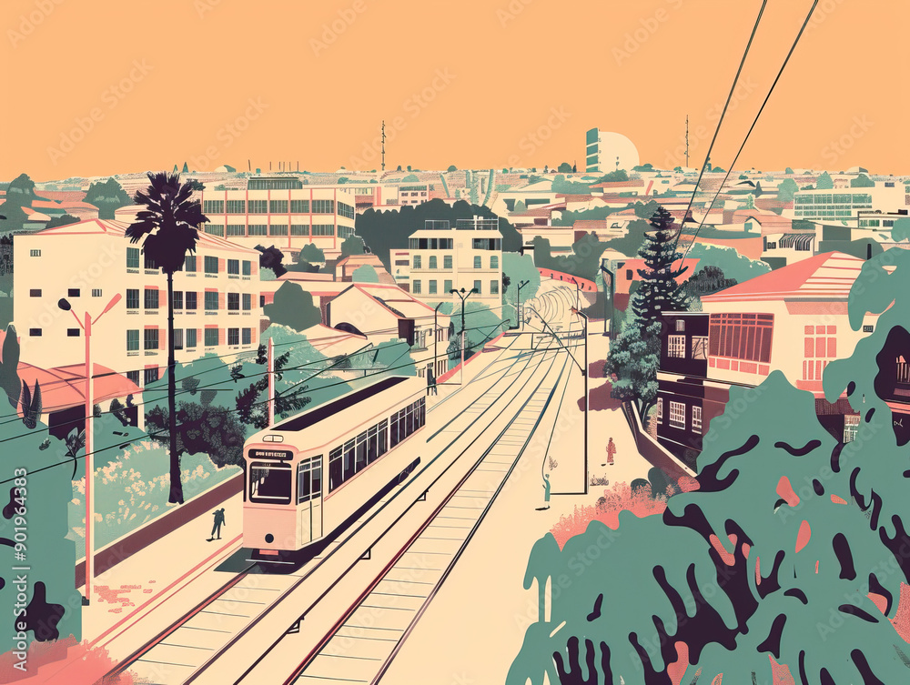 Risograph artistic riso print travel poster, card, wallpaper or banner ...