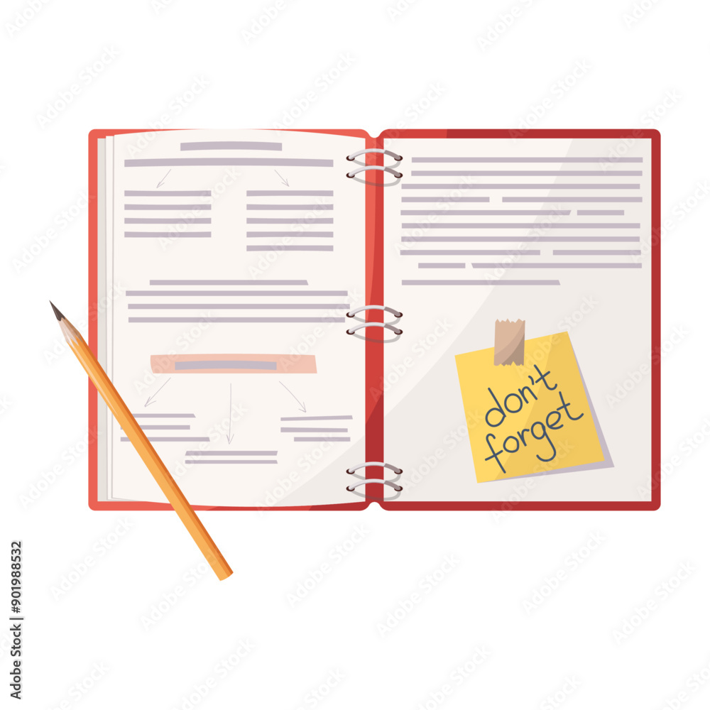 Back to school vector illustration with hand drawn notebook and a ...