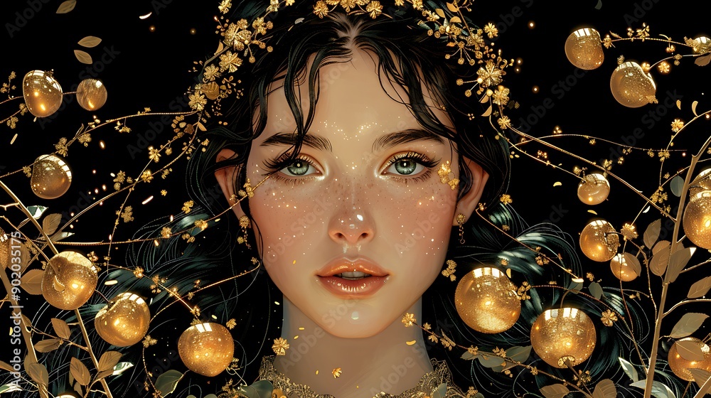 Enchanting image of the mythological Norse goddess Idun holding her ...