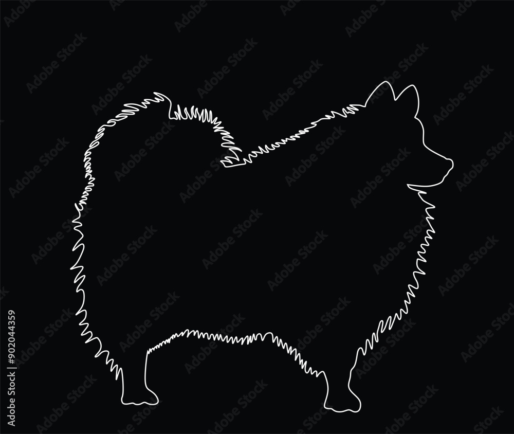 Line contour Spitz dog vector illustration isolated. German Spitz ...