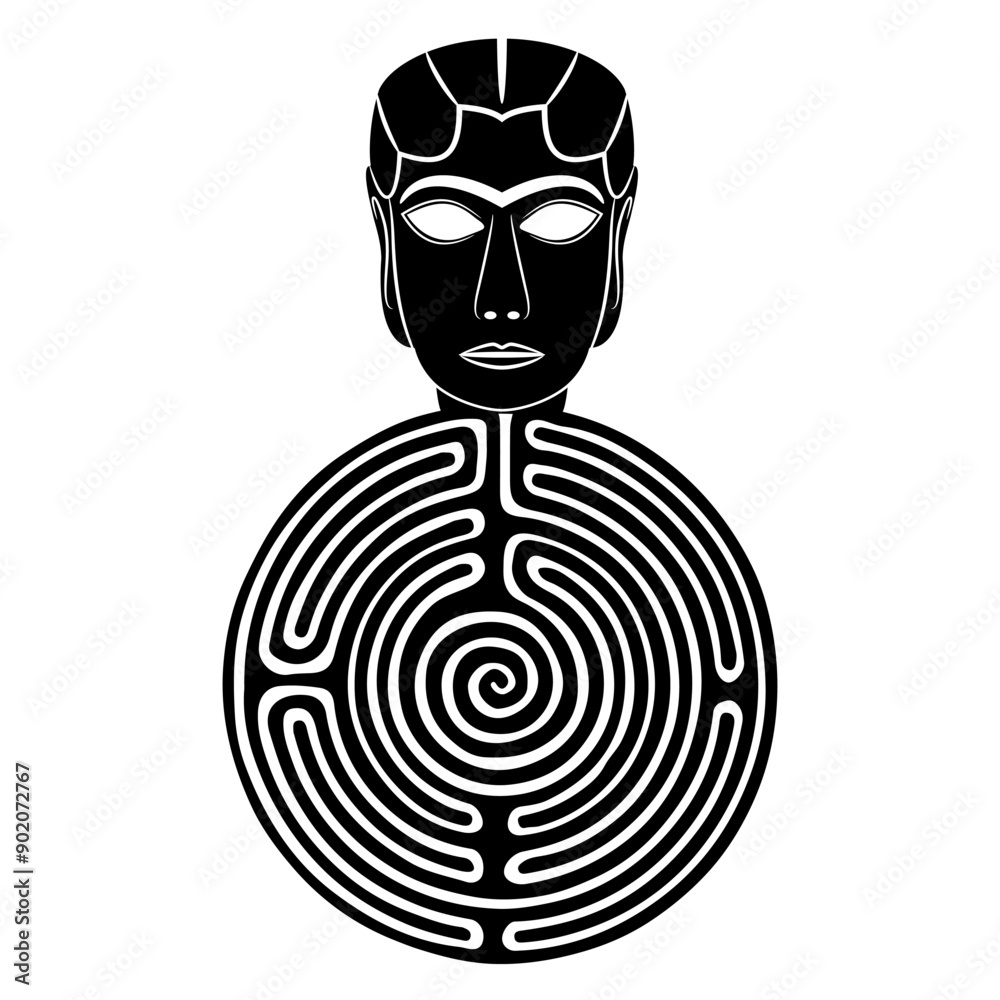 Female head of ancient woman or goddess Inanna from Iraq and a round ...