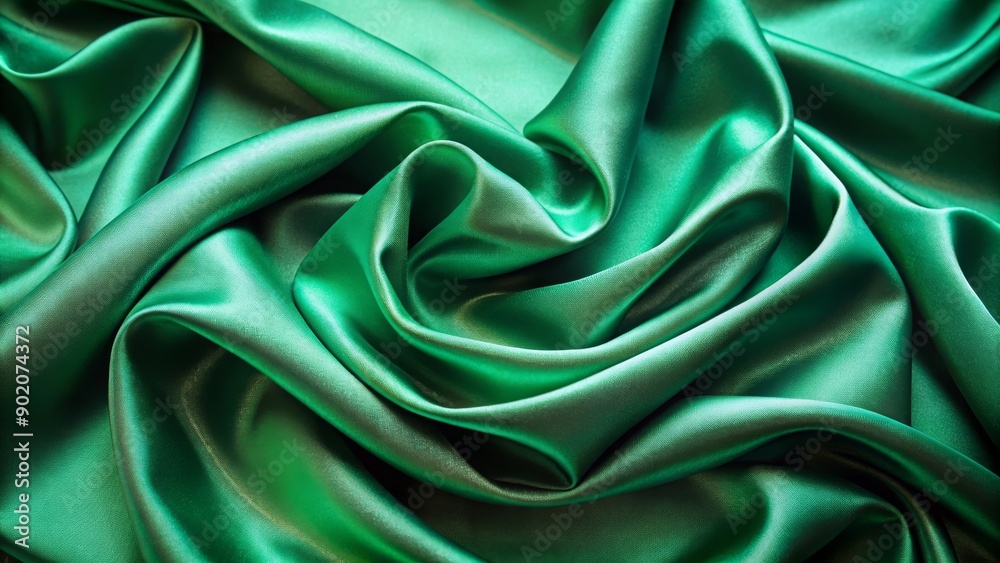 Soft emerald green silk fabric texture for background or patterns ...