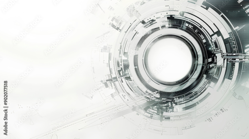 Abstract grey and white technology background with various tech ...