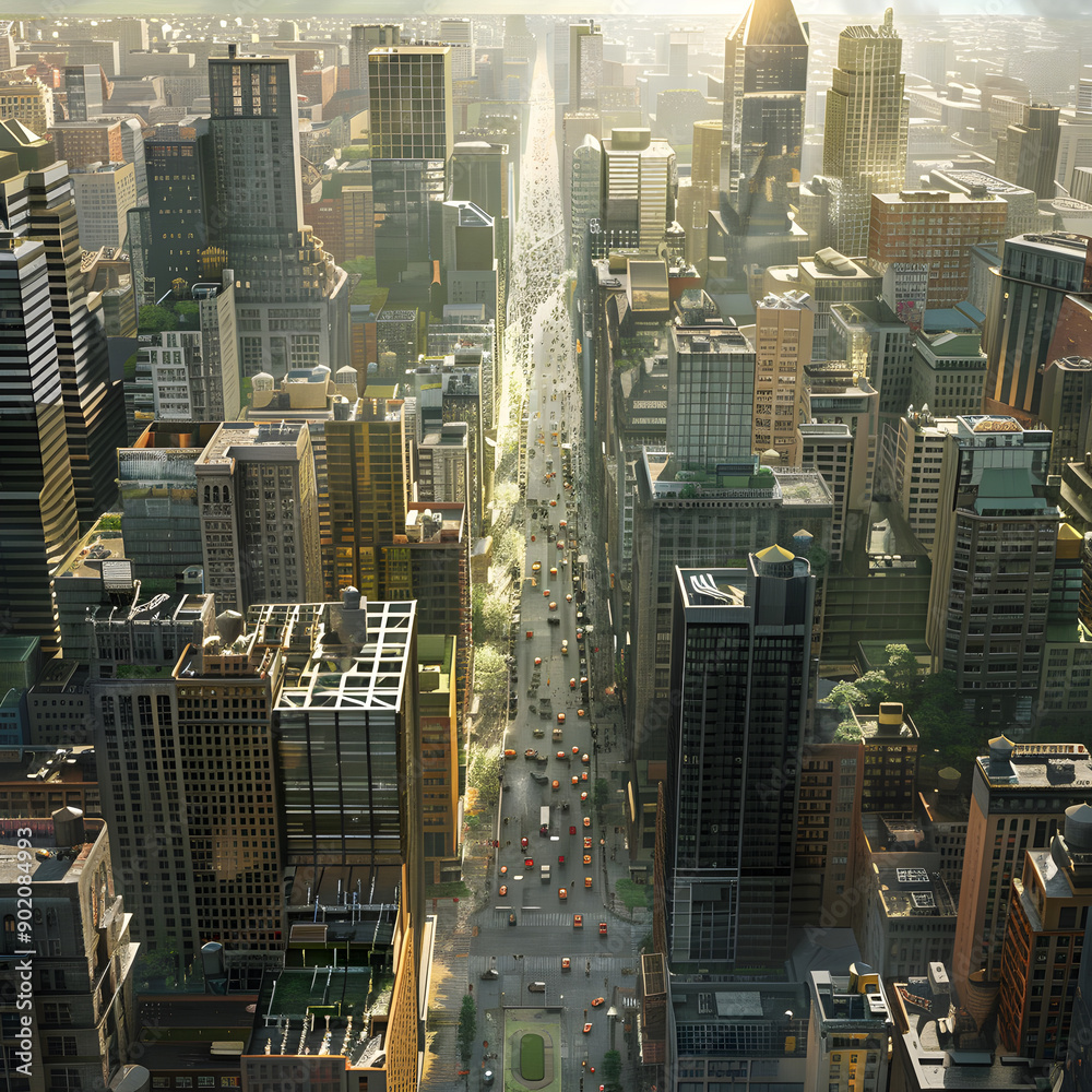 Elevated Urban Vantage: A Snapshot of City Life from Above Showcasing ...