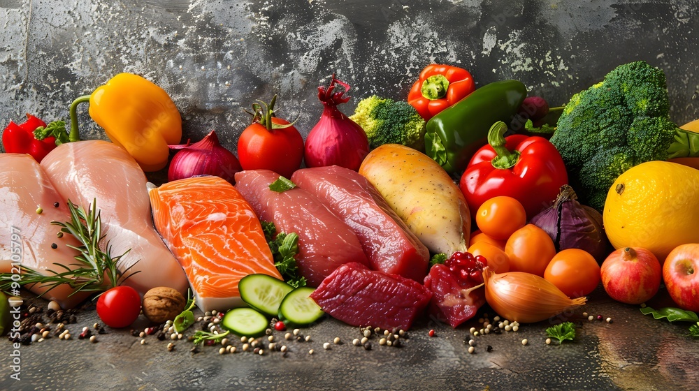 Mindful eating meal concept featuring a balanced mix of fresh ...