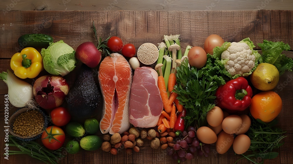 Mindful eating meal concept featuring a balanced mix of fresh ...