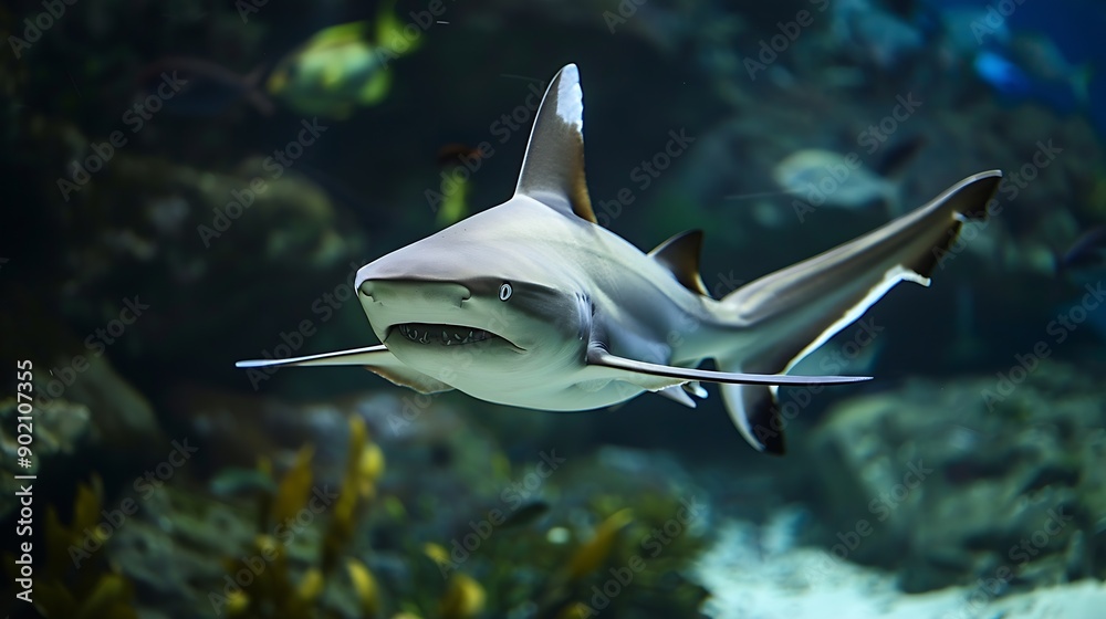 Reef shark swimming The Caribbean reef shark is a species of requiem ...