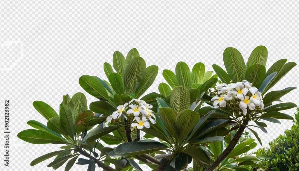 image of frangipani tree with beautiful leaves and white flowers ...