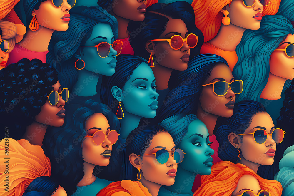 Abstract Illustration of Diverse Women Empowerment: Women of different ...