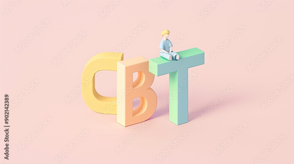 3D Letters 'CBT' Representing Cognitive Behavioral Therapy with Symbols of Psychological ...