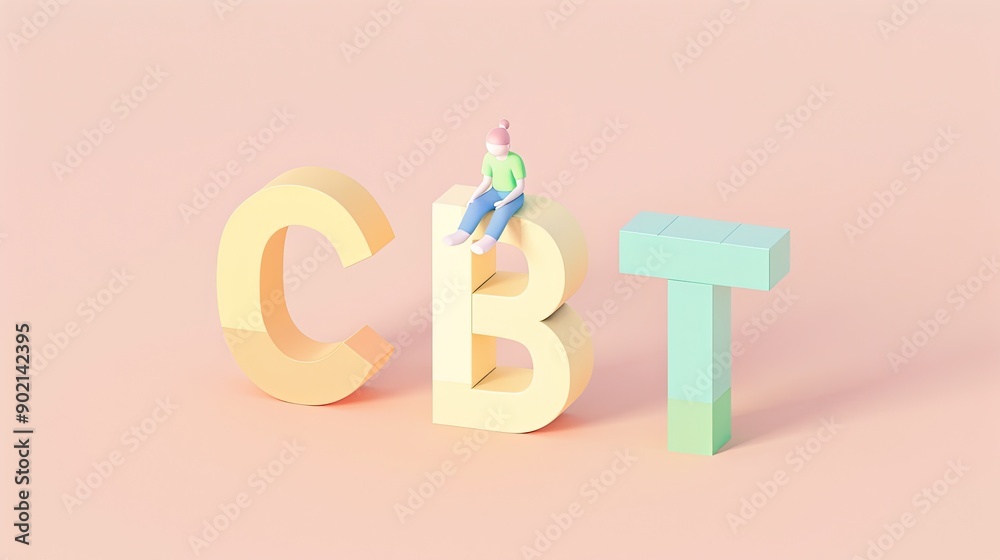 3D Letters 'CBT' Representing Cognitive Behavioral Therapy with Symbols of Psychological ...