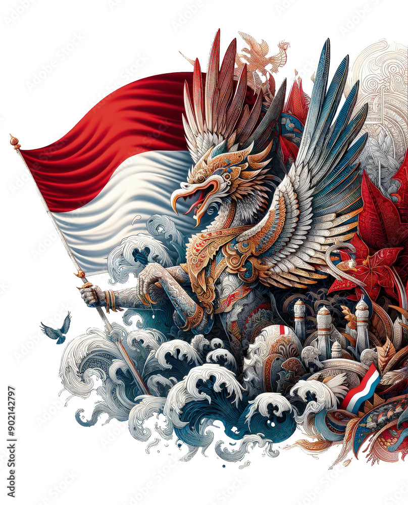 Garuda & Indonesian Flag: Tradition Meets Art Stock Illustration ...
