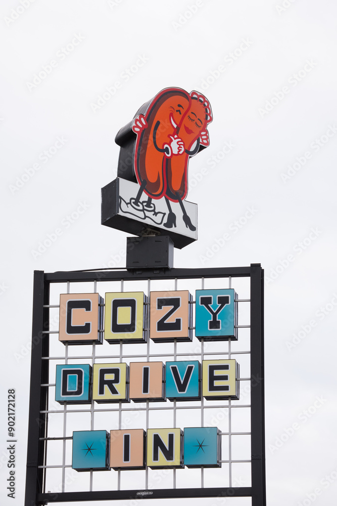 Springfield, IL - USA: Close-up of Cozy Dog Drive-In sign with dancing ...