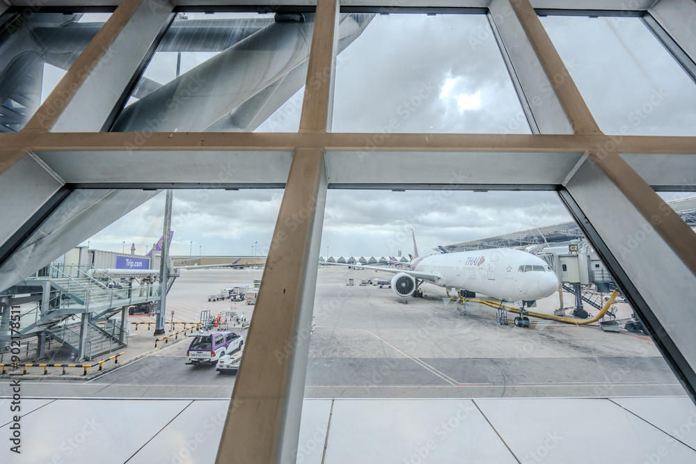 Bangkok, Thailand - 9 July 2023, Suvarnabhumi Airport Gate C2 offers a ...