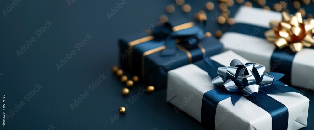 Opened Empty Gift Boxes On A Navy Blue Background, Evoking Curiosity ...