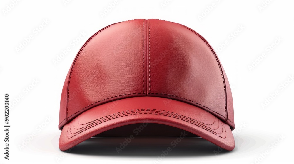 classic red baseball cap, crafted from smooth, glossy leather, rests on ...