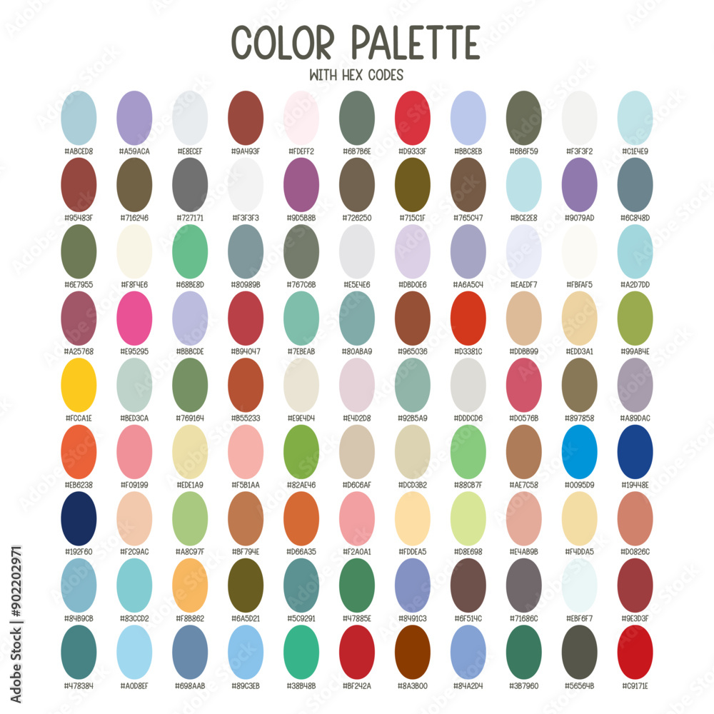 Colorful earth color palette with hex codes for boho kids illustration ...