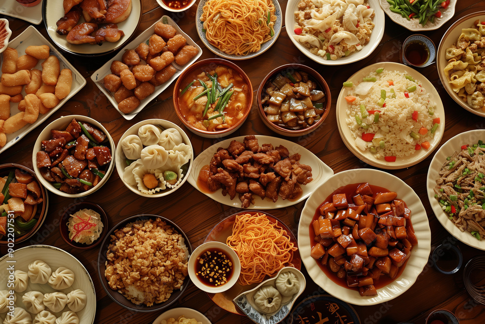 A Top-Down View of a Vibrant and Diverse Spread of Traditional Chinese ...