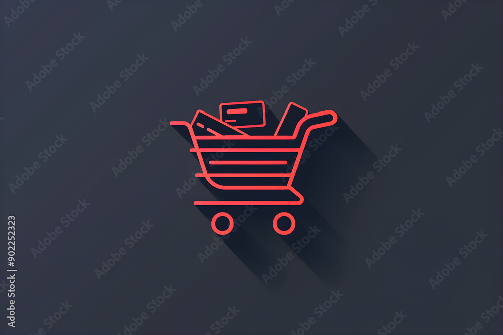 Minimalist Online Shopping Cart and Credit Card E-commerce Icon for ...