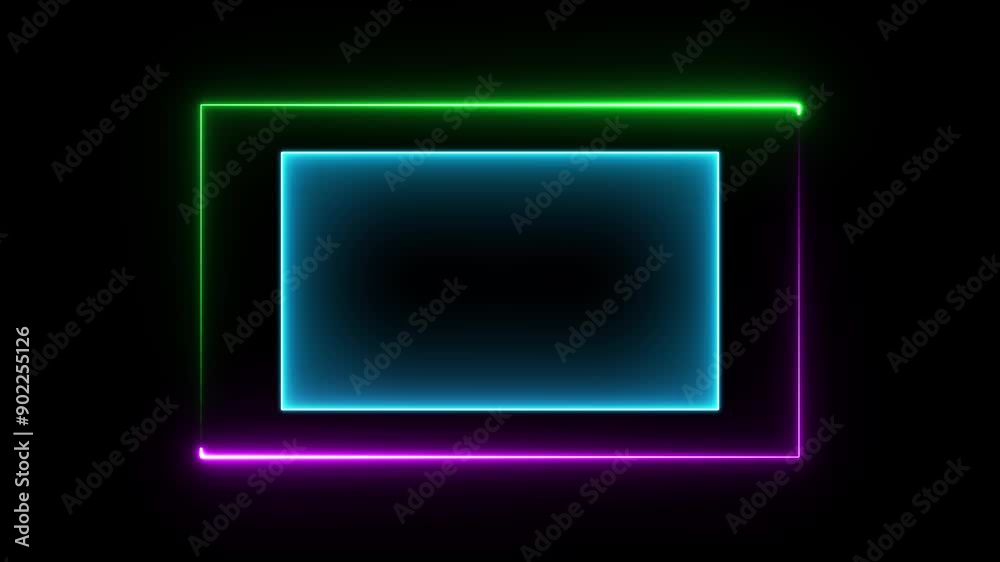 Neon shine rectangle icon animation. A rectangle icon typically ...