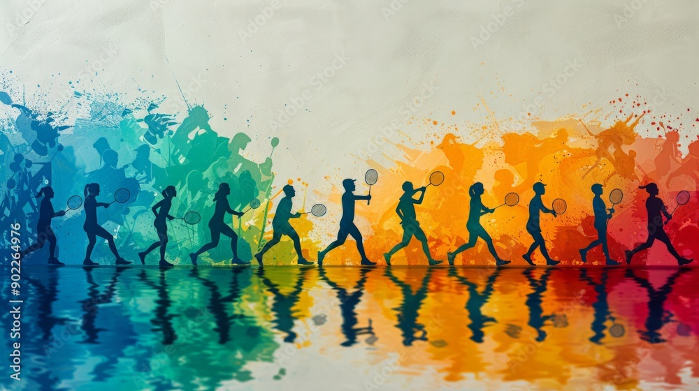 Badminton Player Silhouettes: Create a background featuring silhouettes ...