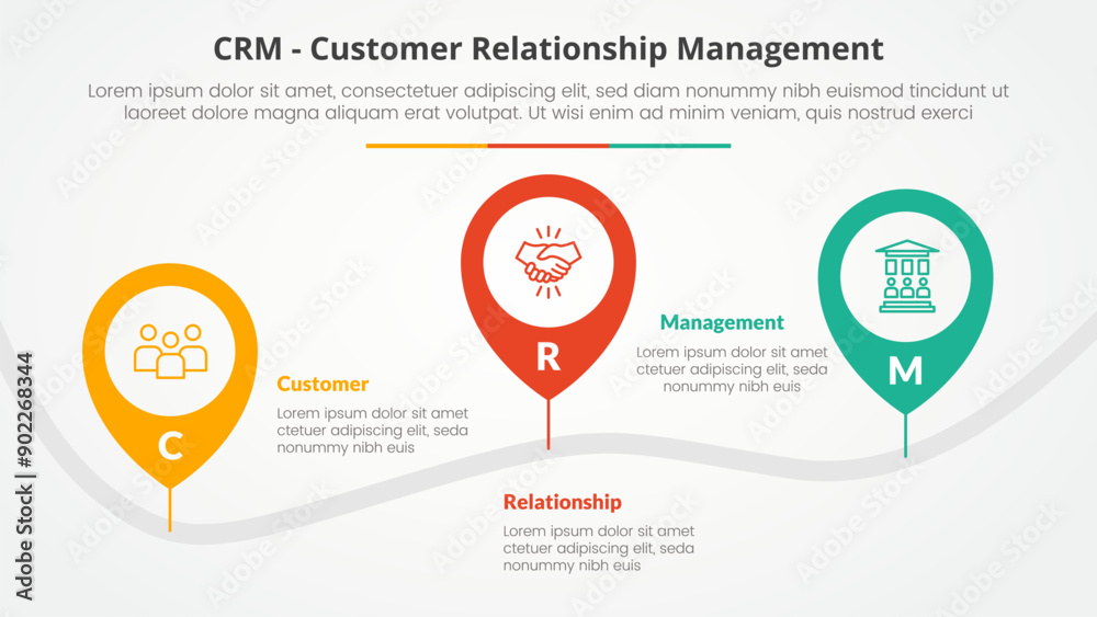CRM customer relationship management infographic concept for slide ...