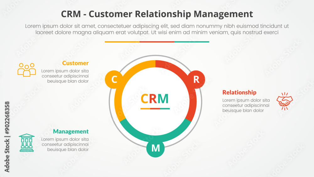CRM customer relationship management infographic concept for slide ...