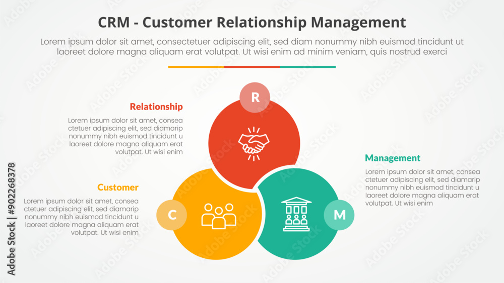 CRM customer relationship management infographic concept for slide ...