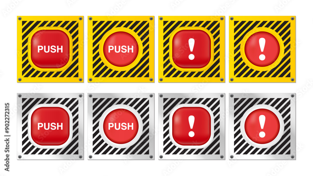 Urgent Red Alert Emergency Panic and Alarm Button with Exclamation Mark ...