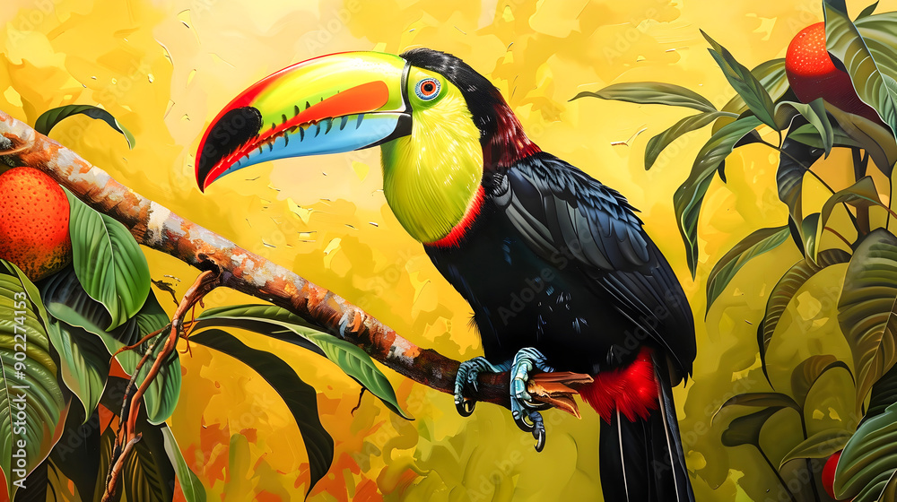 Stunningly colorful Keel Billed Toucan a iconic bird species native to ...