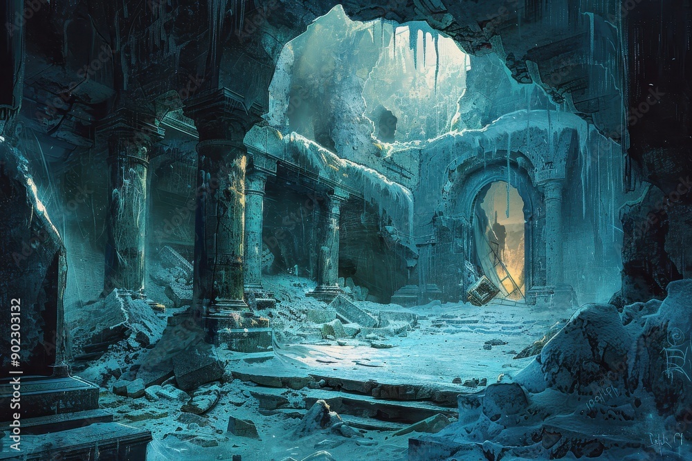 Ancient Ice Cavern Temple Ruins of a Forgotten Civilization Stock Photo ...